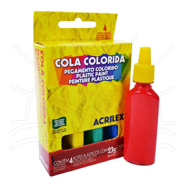 Cola Colorida Acrilex - 4 cores - Bazar Horizonte