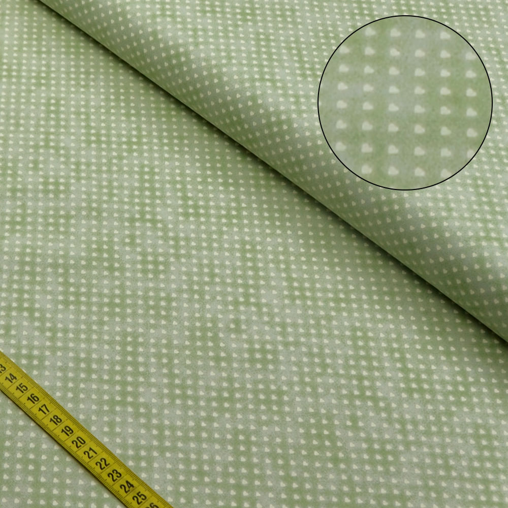 Tecido Estampado para Patchwork - Mini Corações Verde Claro (0,50X1,40 ...