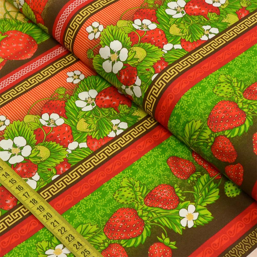Tecido Estampado Para Patchwork - Barrados Morangos Cor 2404 (0,50X1,40 ...