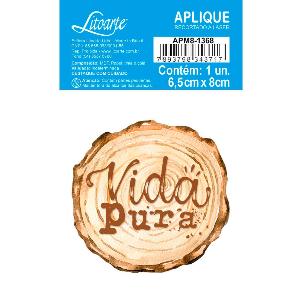 Aplique de MDF e Papel - Tronco Vida Pura - APM8-1368 - Bazar Horizonte
