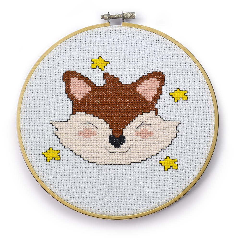 Kit Bordado Safári Círculo - Raposa Fox - Bazar Horizonte