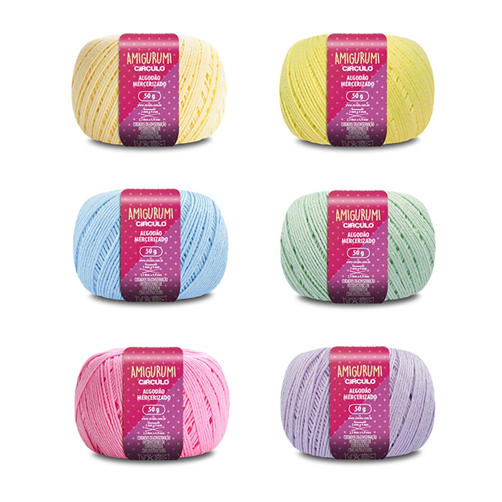 Kit Amigurumi Cores e Tons Candy Color - 6 unidades - Bazar Horizonte