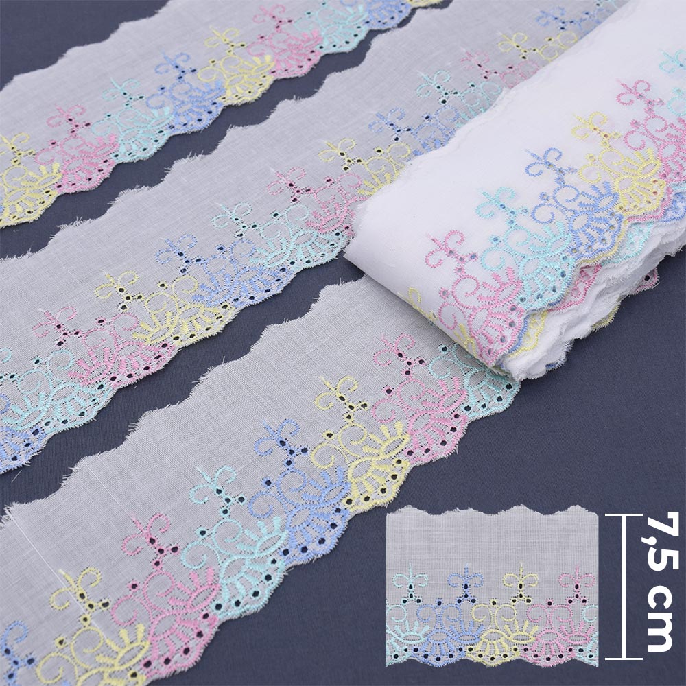 Bordado Inglês 7,5 cm 438324 - Cor 9946 Multicolor - Bazar Horizonte