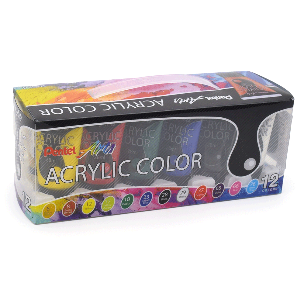 Kit Tinta Acrylic Color Pentel - 12 Cores - Bazar Horizonte