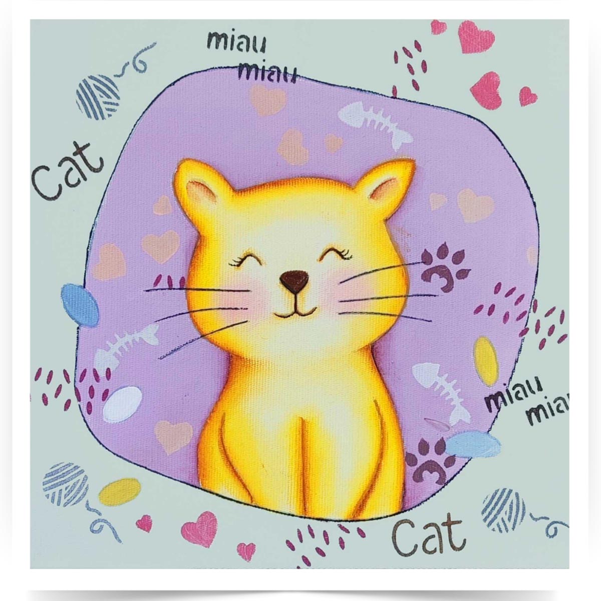 Tela Riscada para Pintura Opa 20 x 20cm - Infantil Gato - Bazar Horizonte